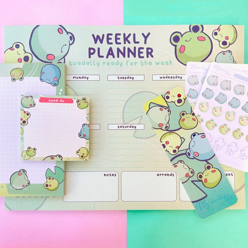 Frog Weekly Planner Froggy Memopad Frog Stationery Kawaii - Etsy