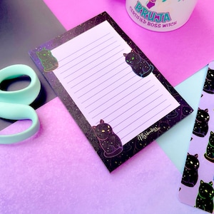 Black Cat Notepad, Kawaii Memopad, Kitty Stationery, Black Notepad - Etsy