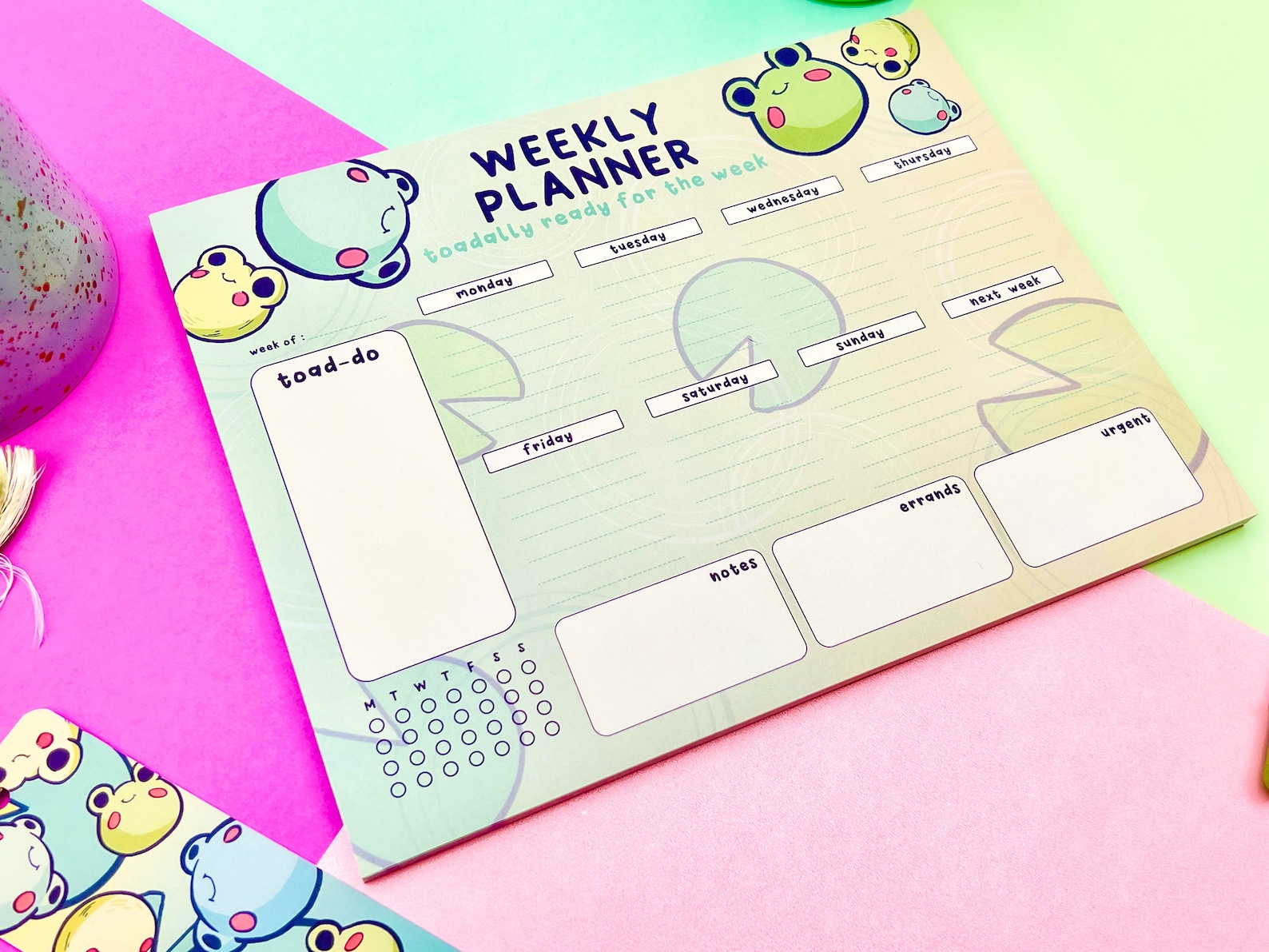 Frog Weekly Planner Froggy Memopad Frog Stationery Kawaii - Etsy