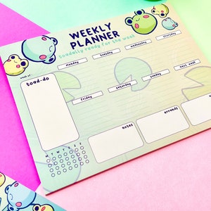 Frog Weekly Planner, Froggy Memopad, Frog Stationery, Kawaii Notepad ...