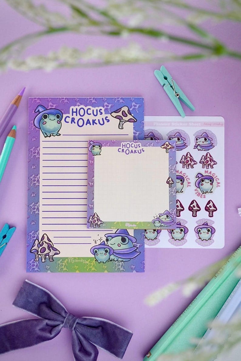 Witchy Frog Stationery Set: Hocus Croakus Notepad, Stickers & Desk ...