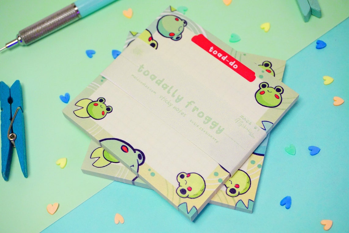 Frog Sticky Notes Froggy Notepad Kawaii Frog Memo Pad Cute - Etsy