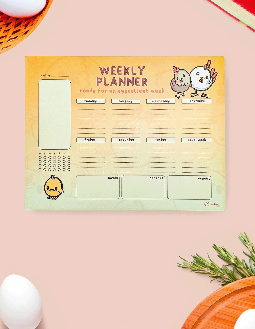 Chicken Weekly Planner Kawaii Notepad, Cute Stationery, Productivity ...