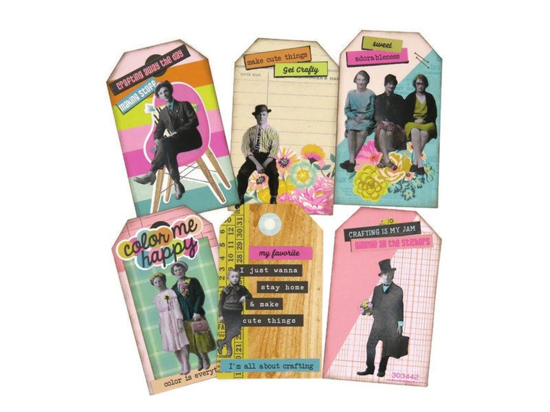 Handmade Tags, Paper Doll Rainbow Journaling Cards, Scrapbook Album ...