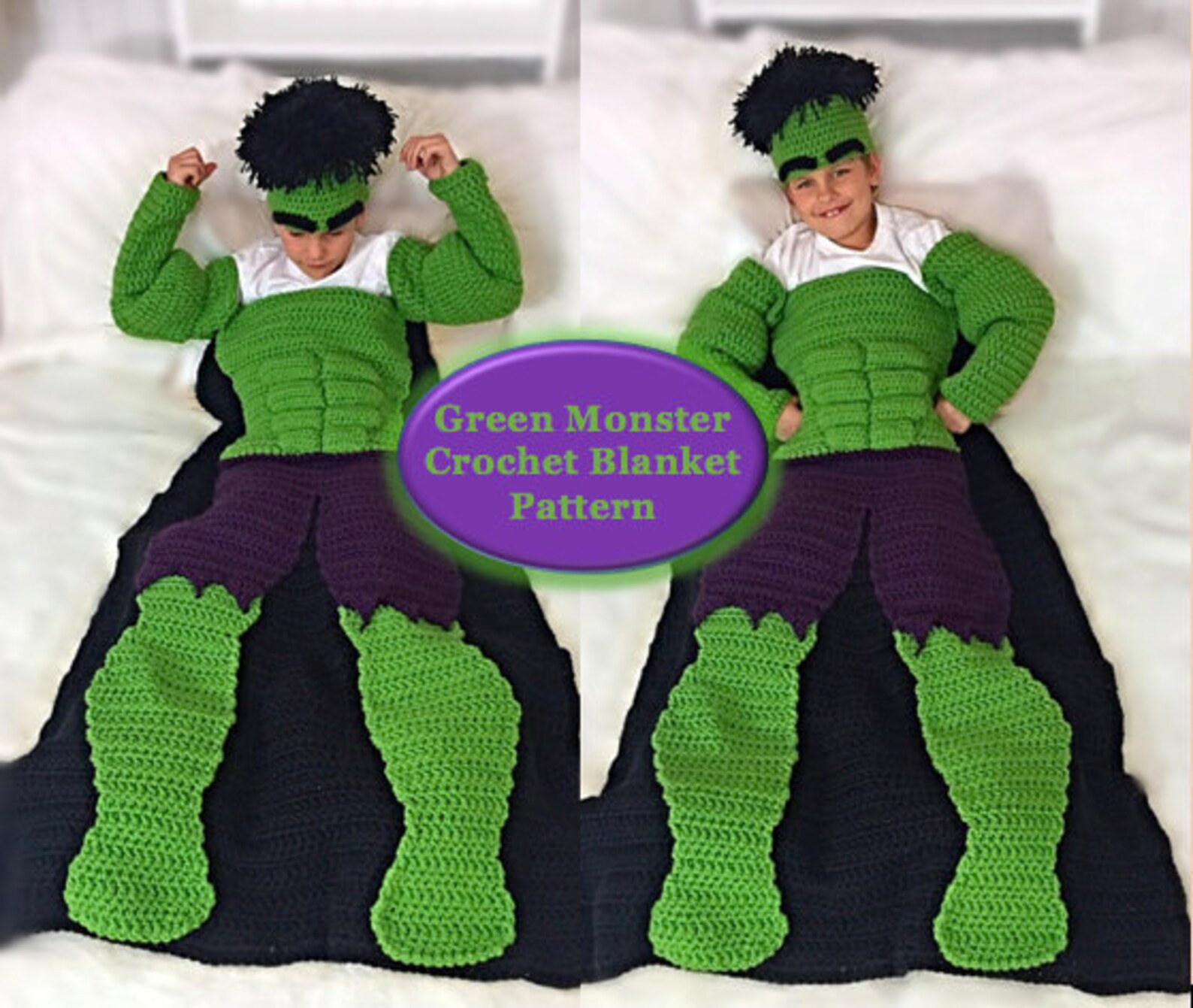 The Green Monster Crochet Blanket PATTERN - Etsy