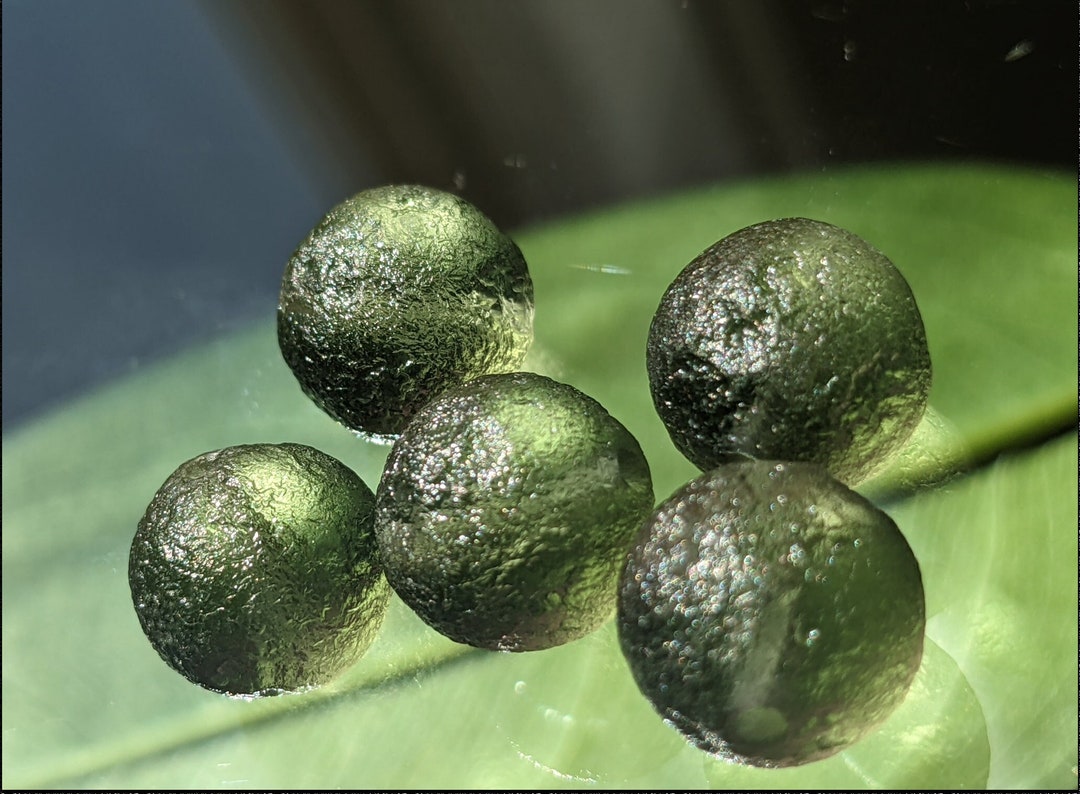 Set of Five 5x 6mm, 8mm or 10mm Authentic Moldavite Beads Properly ...