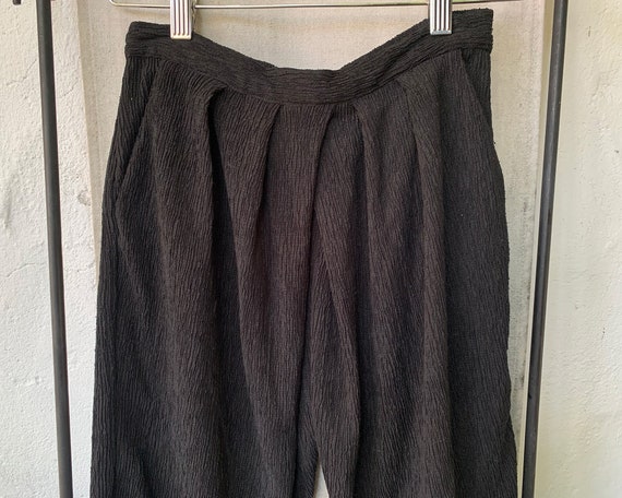 Vintage Inspired Black Ribbed Textured Pants, S - Gem