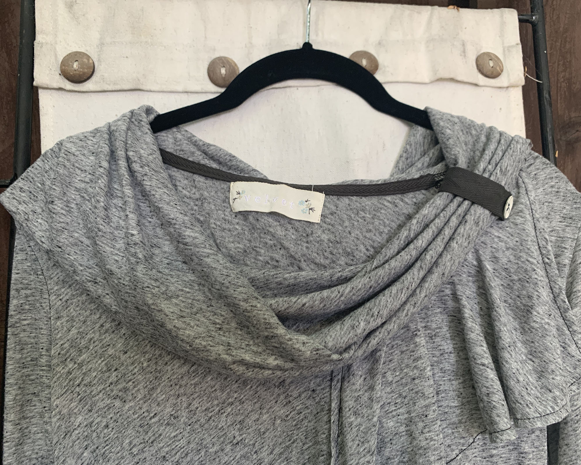 Vintage Inspired Salt and Pepper Linen Blend Cowl Neck Top S - Etsy