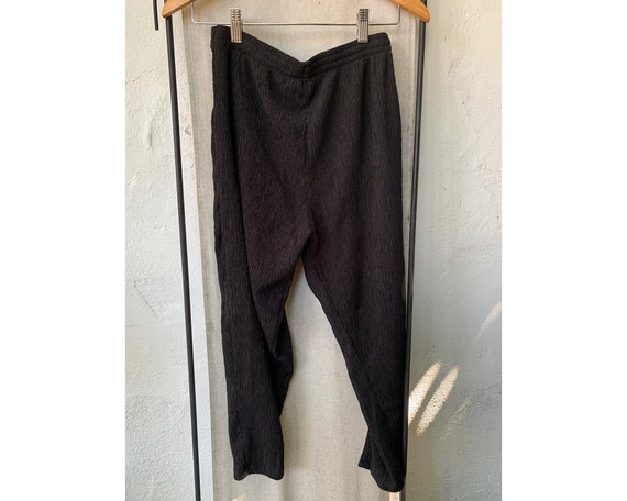 Vintage Inspired Black Ribbed Textured Pants, S - Gem