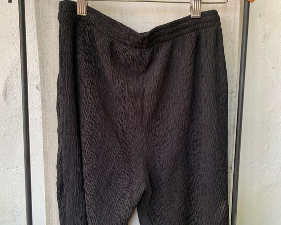 Vintage Inspired Black Ribbed Textured Pants, S - Gem