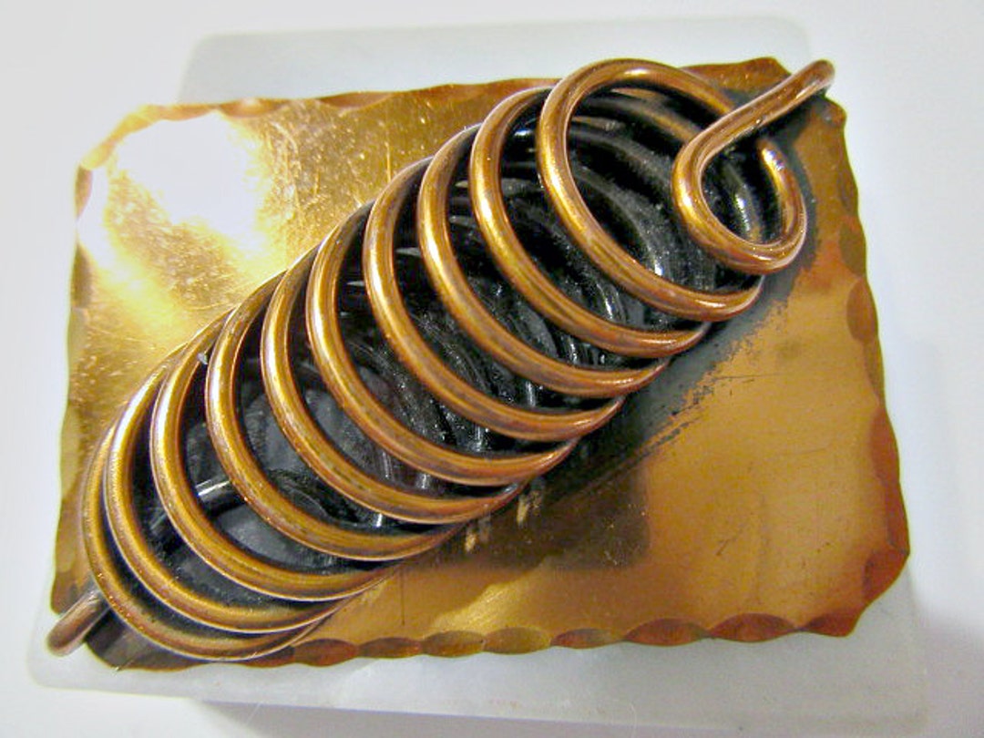 Modernist Style Coil Copper Pin Vintage Mid Century Raised Design Artsy ...
