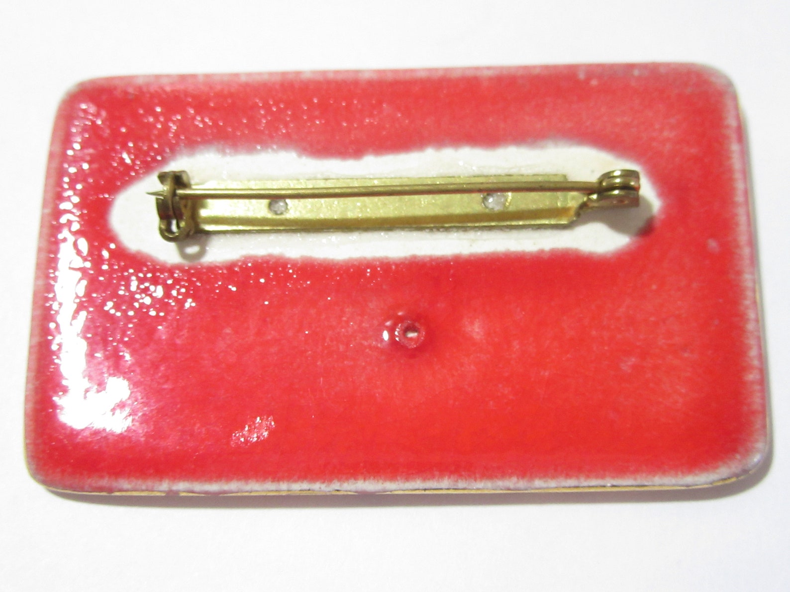 Dark Bright Red and Gold Tone Leaf Design Porcelain Pin | Etsy