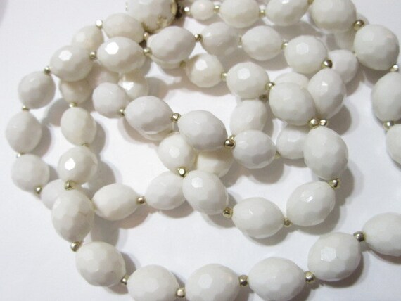 White Multifaceted Double Strand Faux Crystal Beaded … - Gem