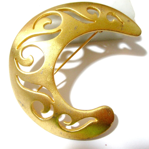 Crescent Moon Brooch - Etsy