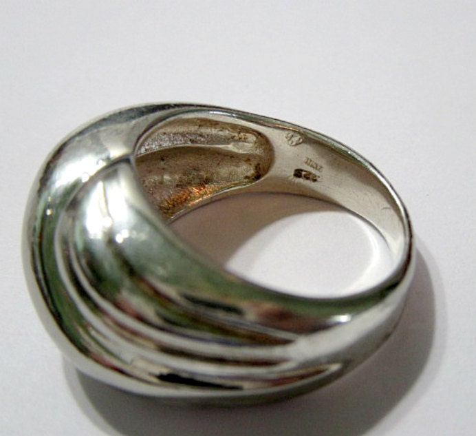 Sterling Silver Signed 925 Italy Thick Band Scalloped Vintage | Etsy