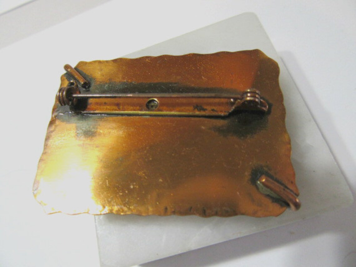 Modernist Style Coil Copper Pin Vintage Mid Century Raised - Etsy