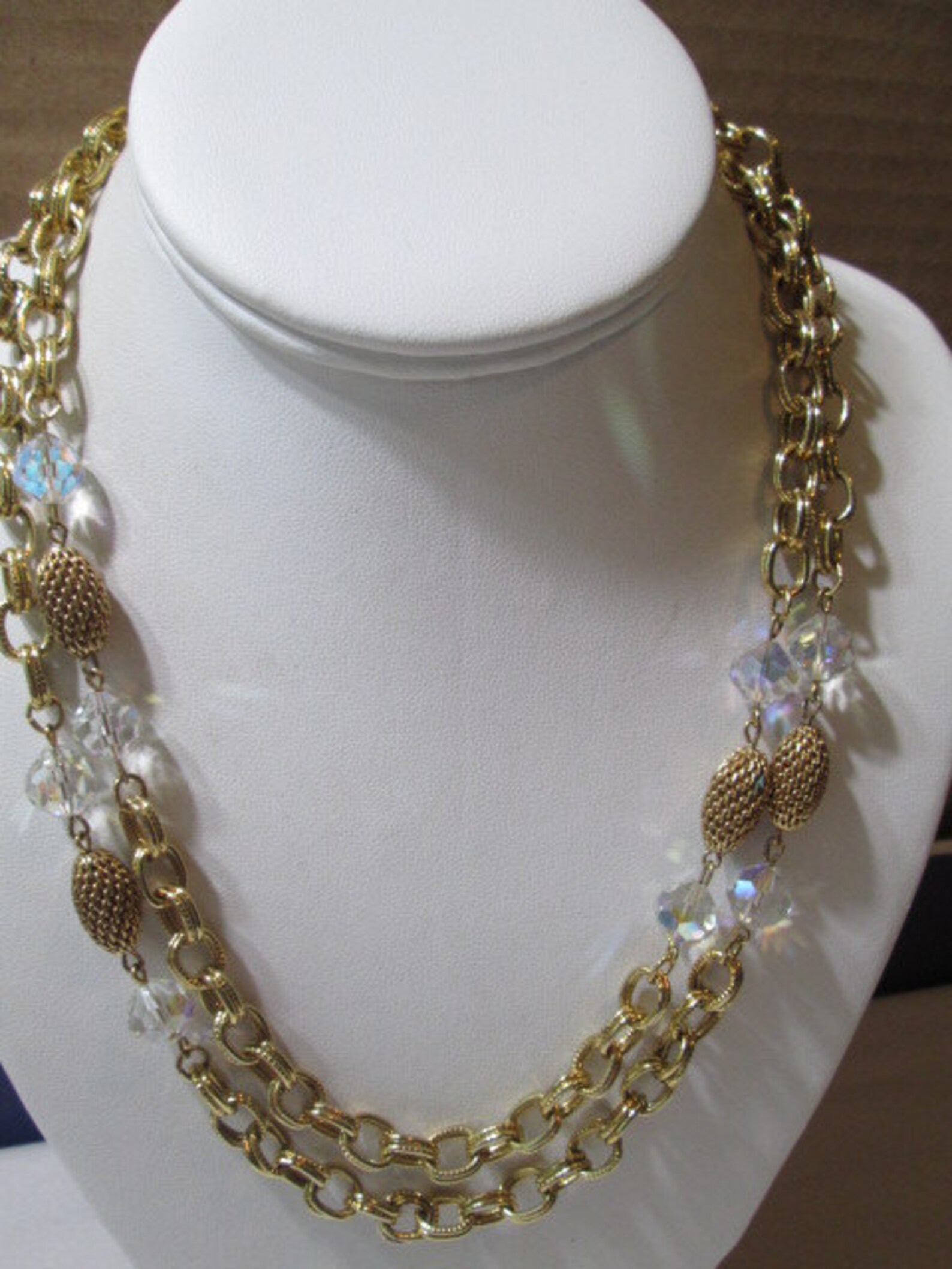 Fashion Long Gold Tone Double Curb Chain Necklace Textured - Etsy