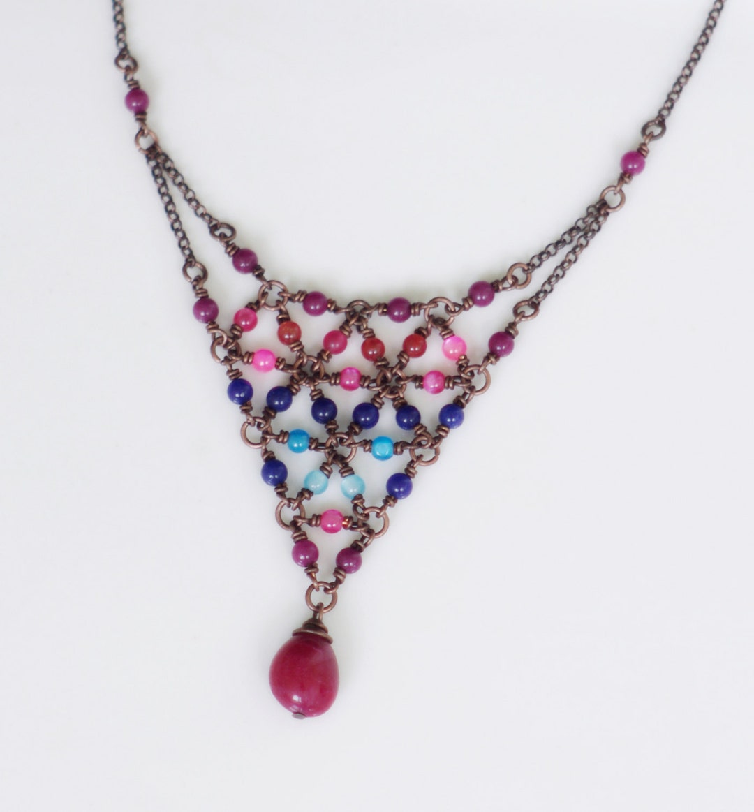 Chainmaille Necklace, Copper Jewelry, Handmade Jewelry, Agate Necklace ...