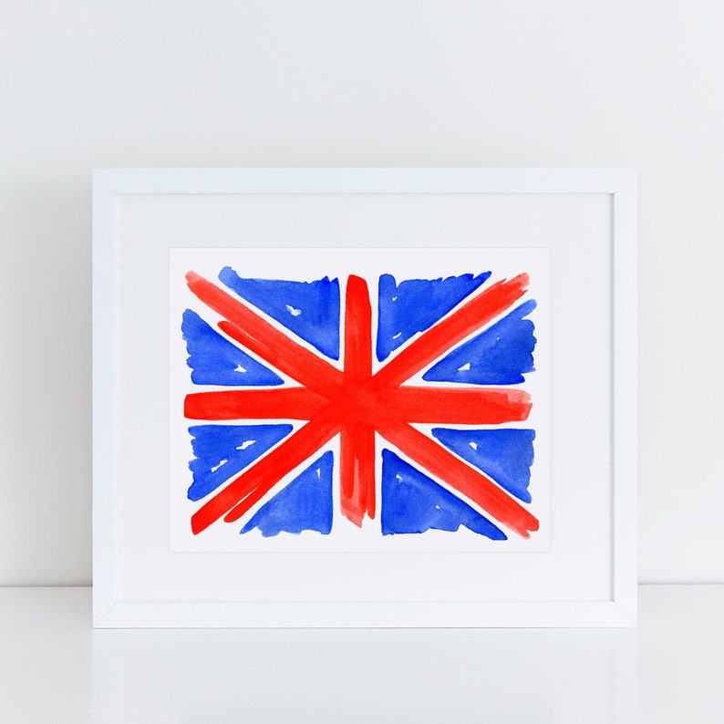 British Flag A4 Art Print // Union Jack flag UK illustration | Etsy