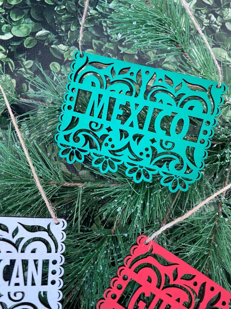 Mexico States Papel Picado Mexican Ornaments, Wood Papel Picado Name ...