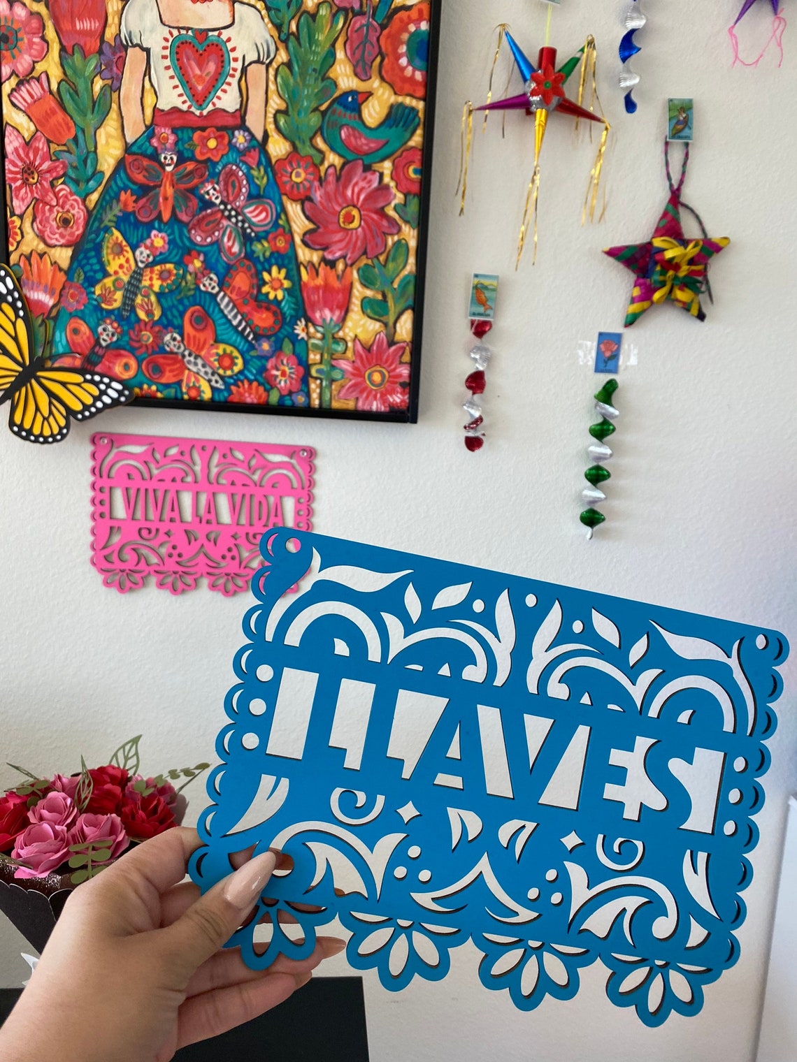 Custom Papel Picado Mexican Name Sign, Wood Papel Picado Name Home ...