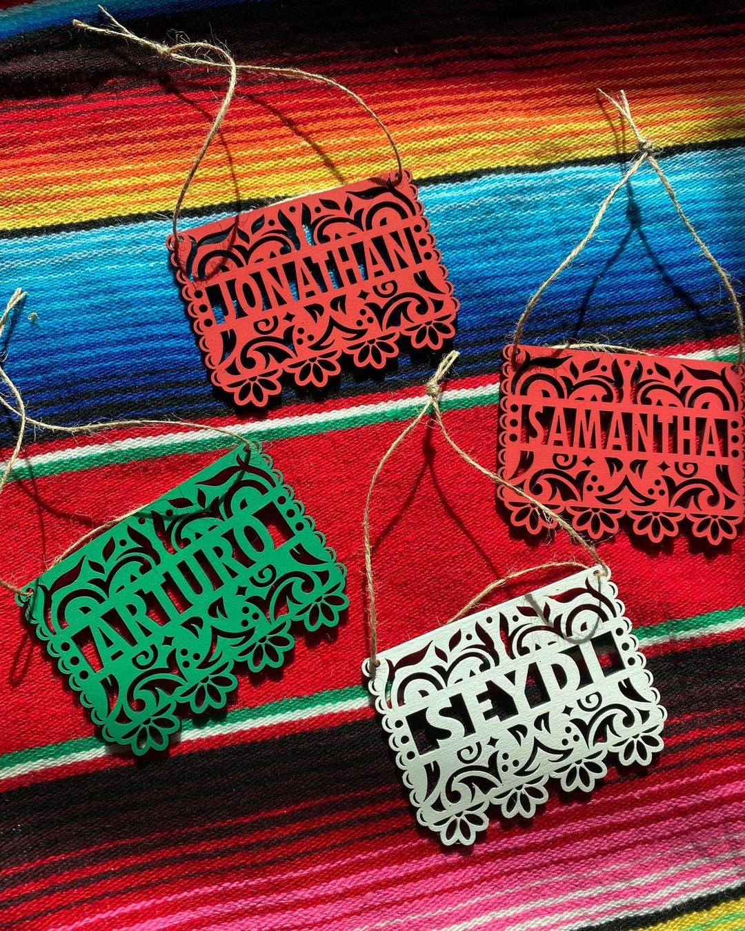 Custom Papel Picado Mexican Ornaments Wood Papel Picado Name Etsy