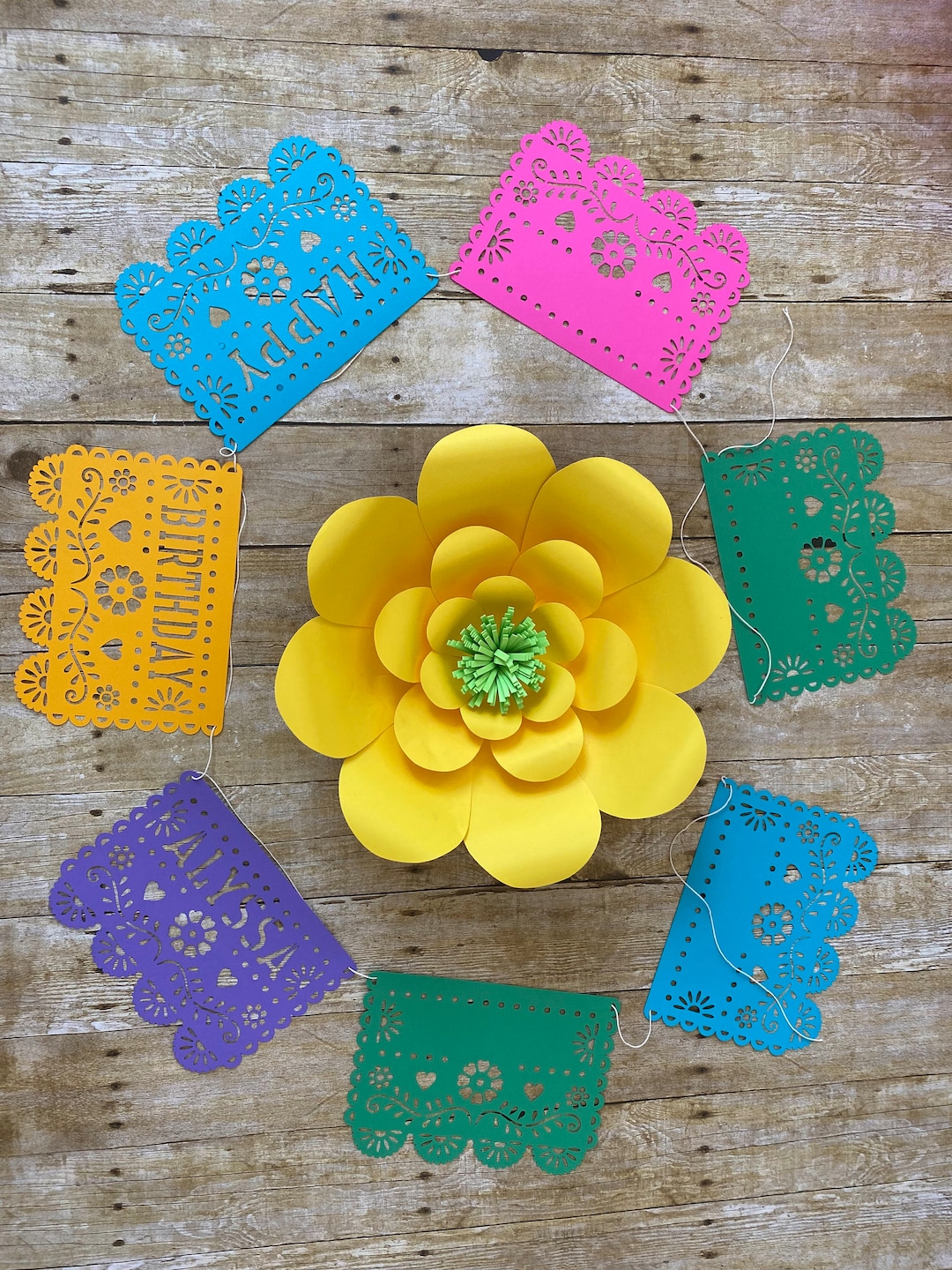 Custom Happy Birthday Papel Picado Banner, Coloful Papel Picado for a ...