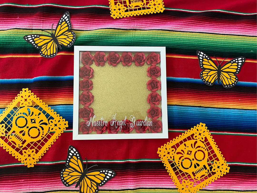 12"x12" Ofrenda Shadow Box With Red Roses, Personalized Frame, 3D ...