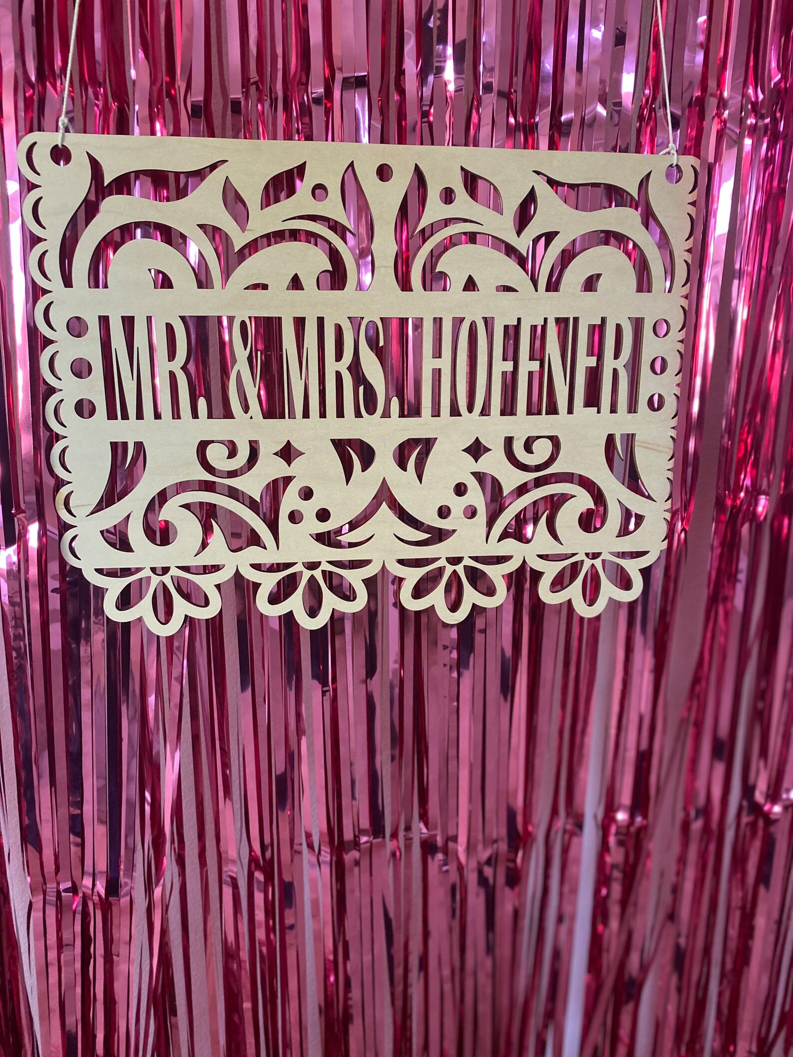 Mr. & Mrs. Wedding Papel Picado Mexican Name Sign, Backdrop Wood Sign ...