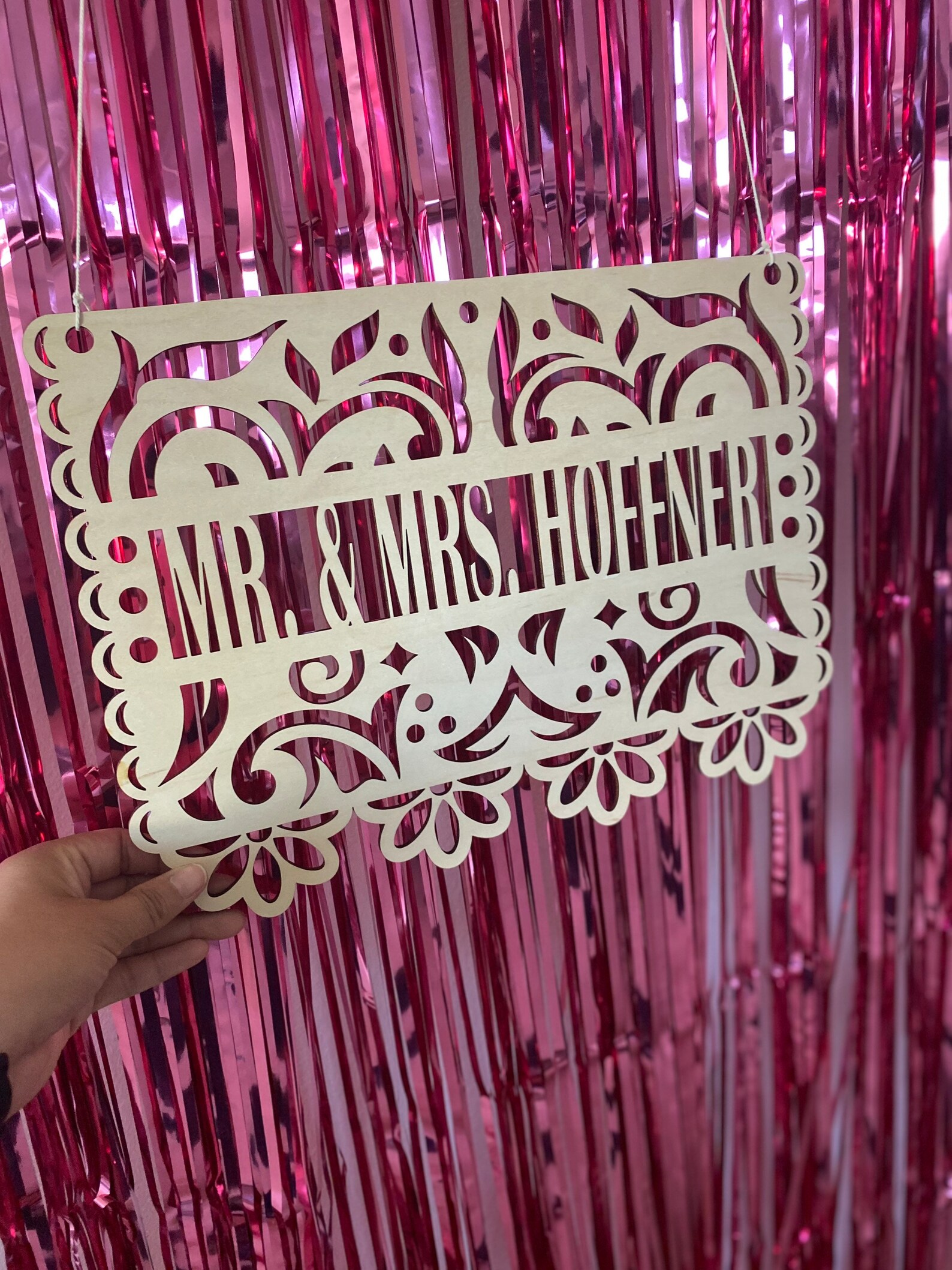 Mr. & Mrs. Wedding Papel Picado Mexican Name Sign, Backdrop Wood Sign ...