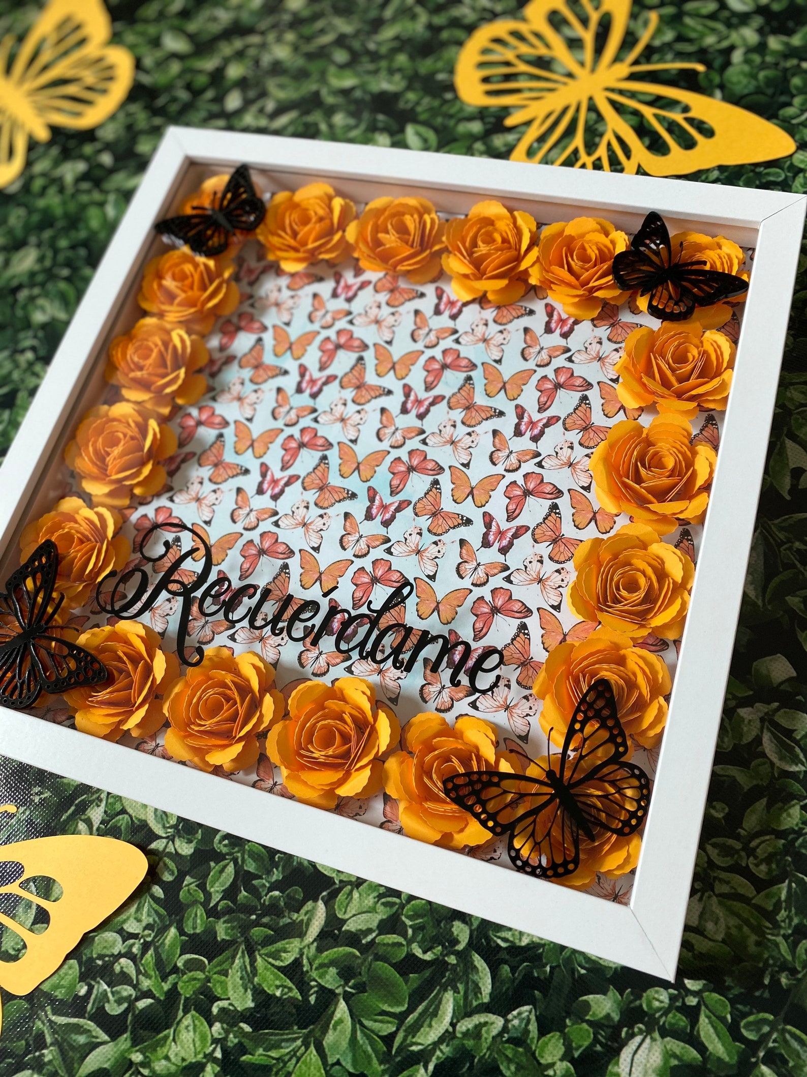 12"x12" Monarca Recuerdame Shadow Box, Memorial Shadow Box, Ofrenda ...