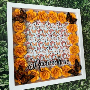 12"x12" Monarca Recuerdame Shadow Box, Memorial Shadow Box, Ofrenda ...