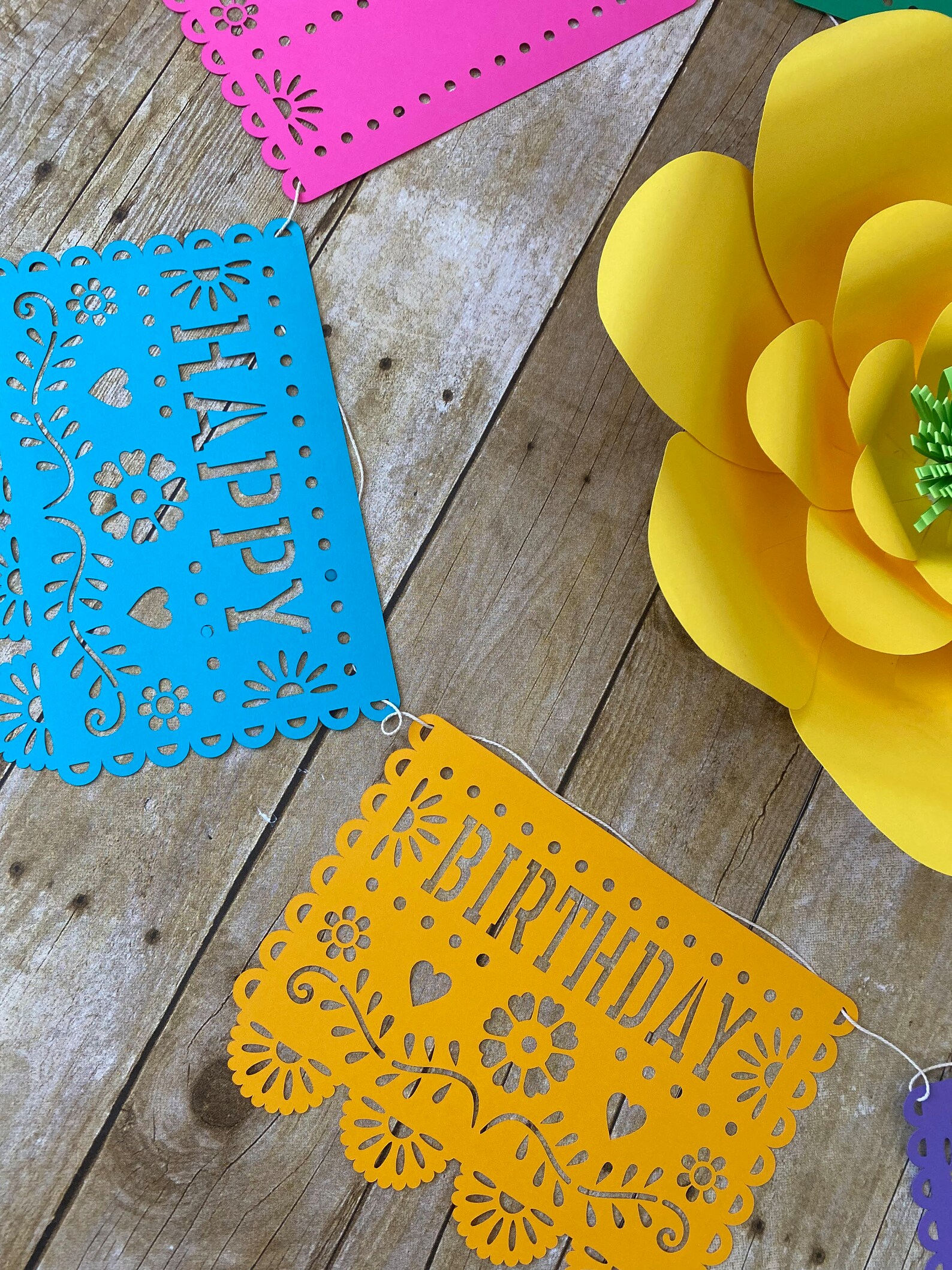 Custom Happy Birthday Papel Picado Banner Coloful Papel - Etsy