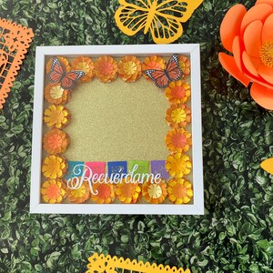 12"x12" Recuerdame Shadow Box, Memorial Shadow Box, Marigold Picture ...