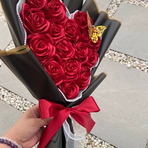 Heart Shaped Eternal Rose Bouquet, Red Eternal Rose Bouquet, Gift for Anniversary - Etsy