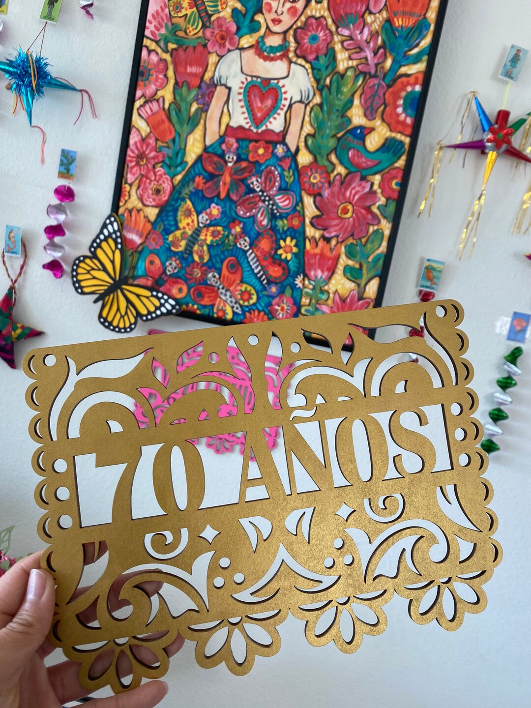 Custom Papel Picado Mexican Name Sign, Wood Papel Picado Name Home ...