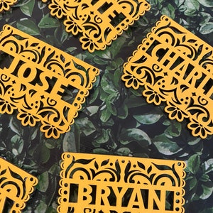 Custom Papel Picado Mexican Name Tags , Wood Papel Picado, Tiny Papel ...