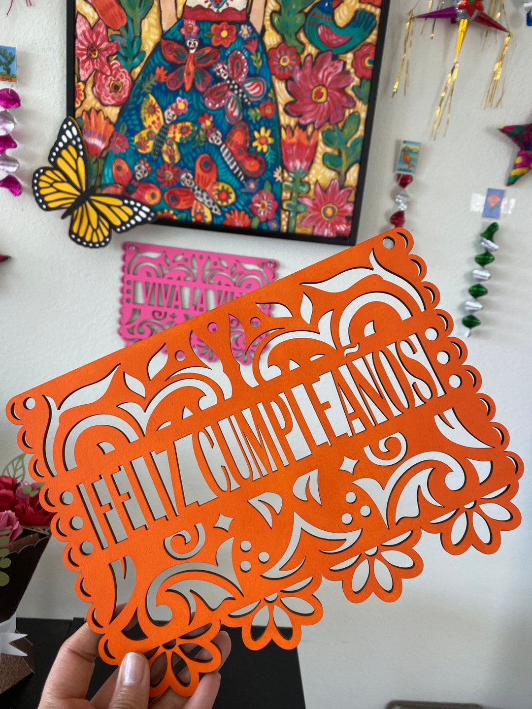 Custom Papel Picado Mexican Name Sign, Wood Papel Picado Name Home ...