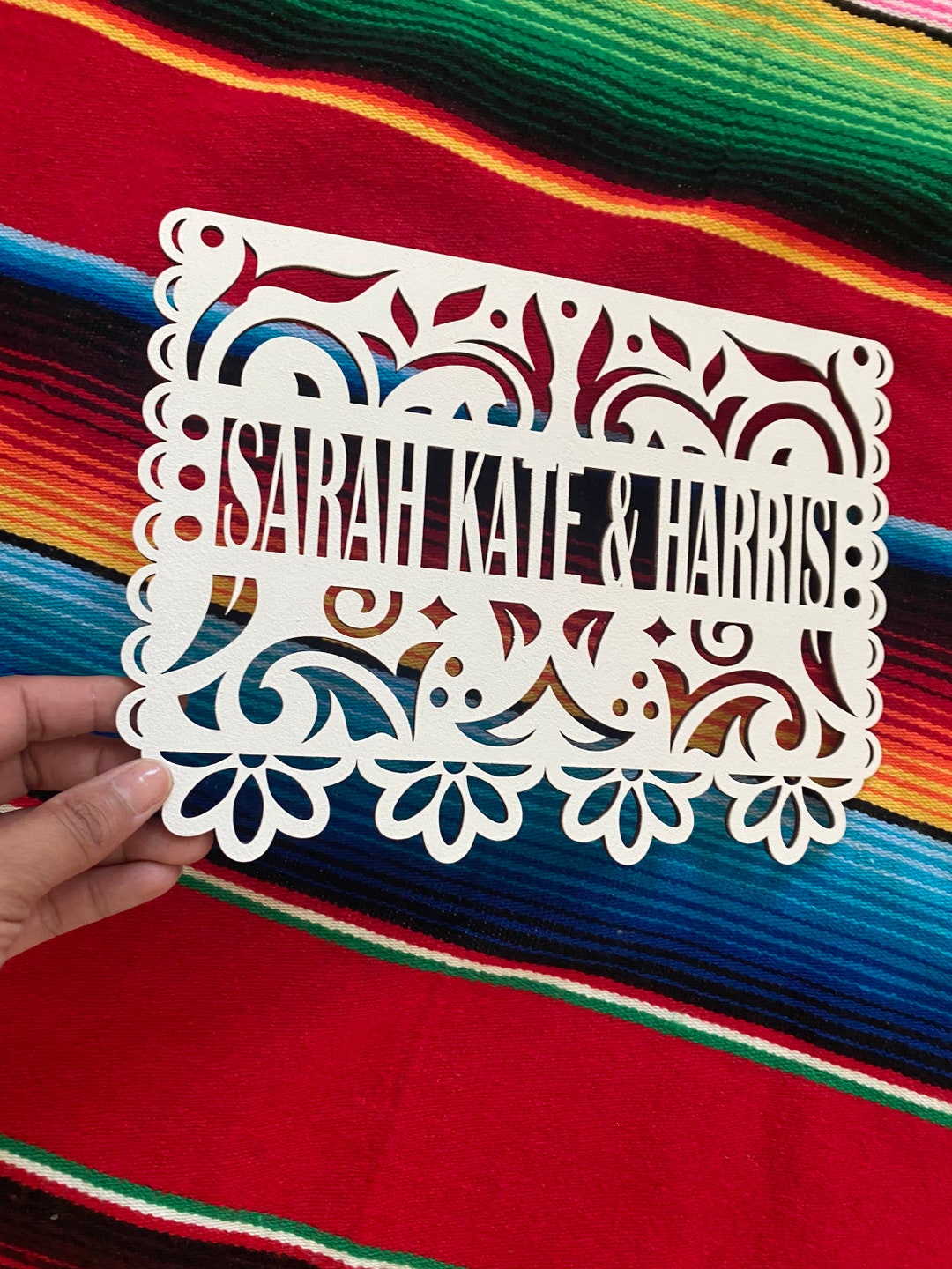 Wedding Papel Picado Mexican Name Sign, Wood Papel Picado Name Home ...