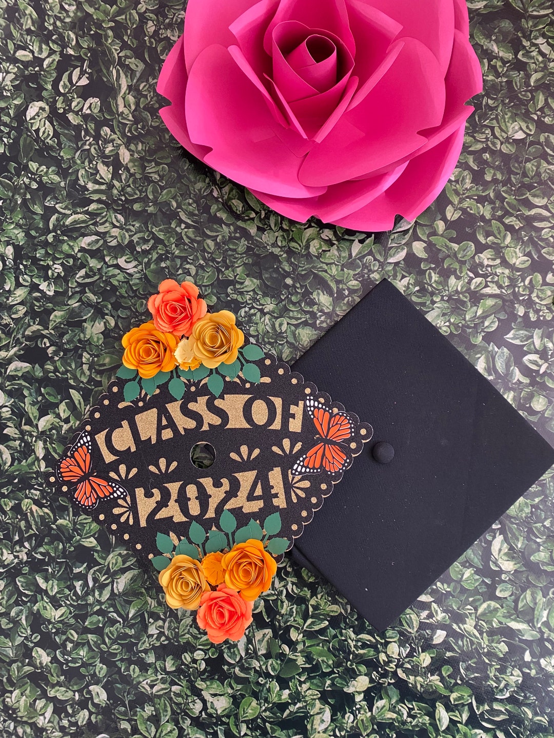 Mexican Monarca Graduation Cap Topper Personalized Grad Cap - Graduate Gift, Cap Floral Design ...