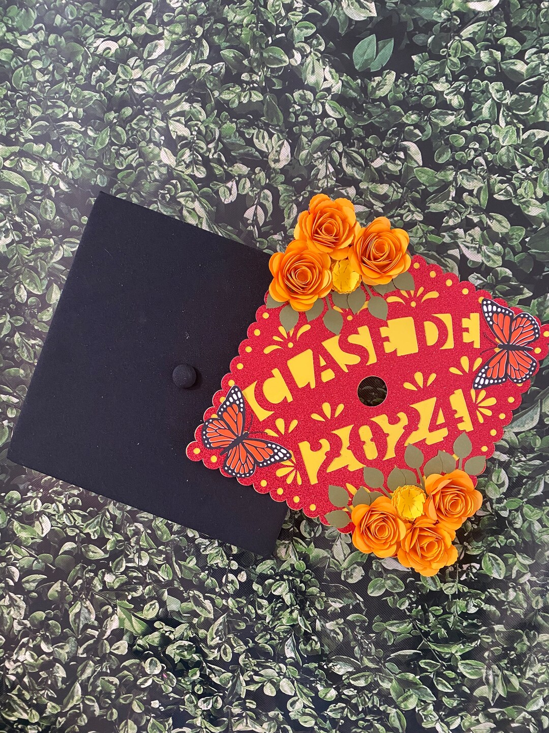 Mexican Monarca Graduation Cap Topper Personalized Grad Cap - Graduate Gift, Cap Floral Design ...