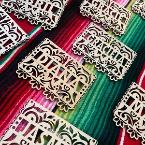 Custom Fiesta Party Name Tag, Event Name Tags, Custom Tiny Papel Picado ...
