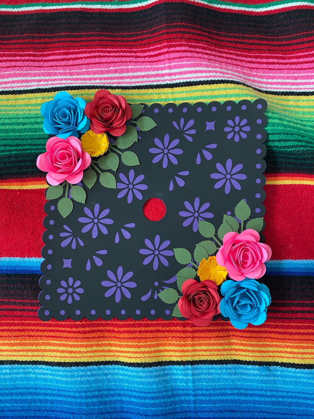 Mexican Papel Picado Graduation Cap Topper Personalized Grad Cap - Graduate Gift, Cap Floral ...