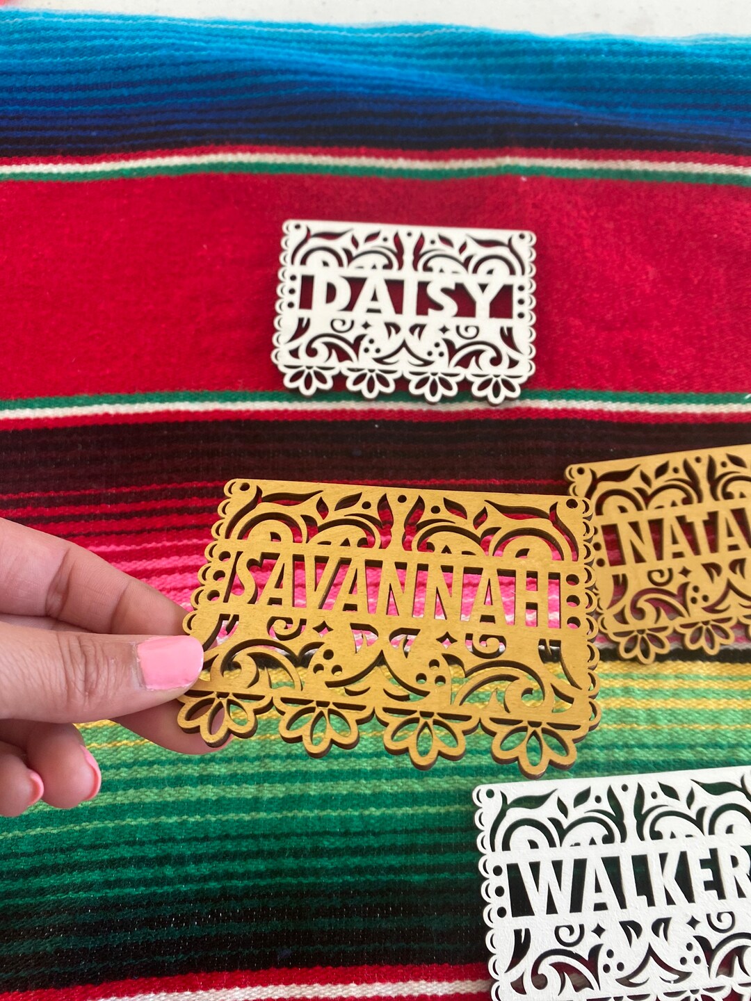Mexican Wedding Place Cards Papel Picado Mexican , Custom Tiny Papel ...