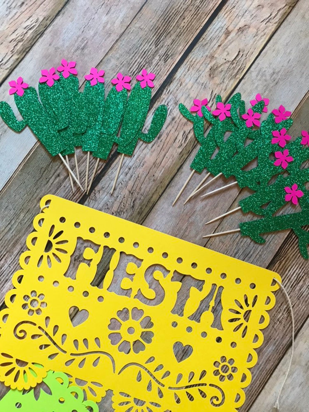 24 Cactus Cupcake Toppers, Cactus Party, Cactus Party Supply, Cupcake ...