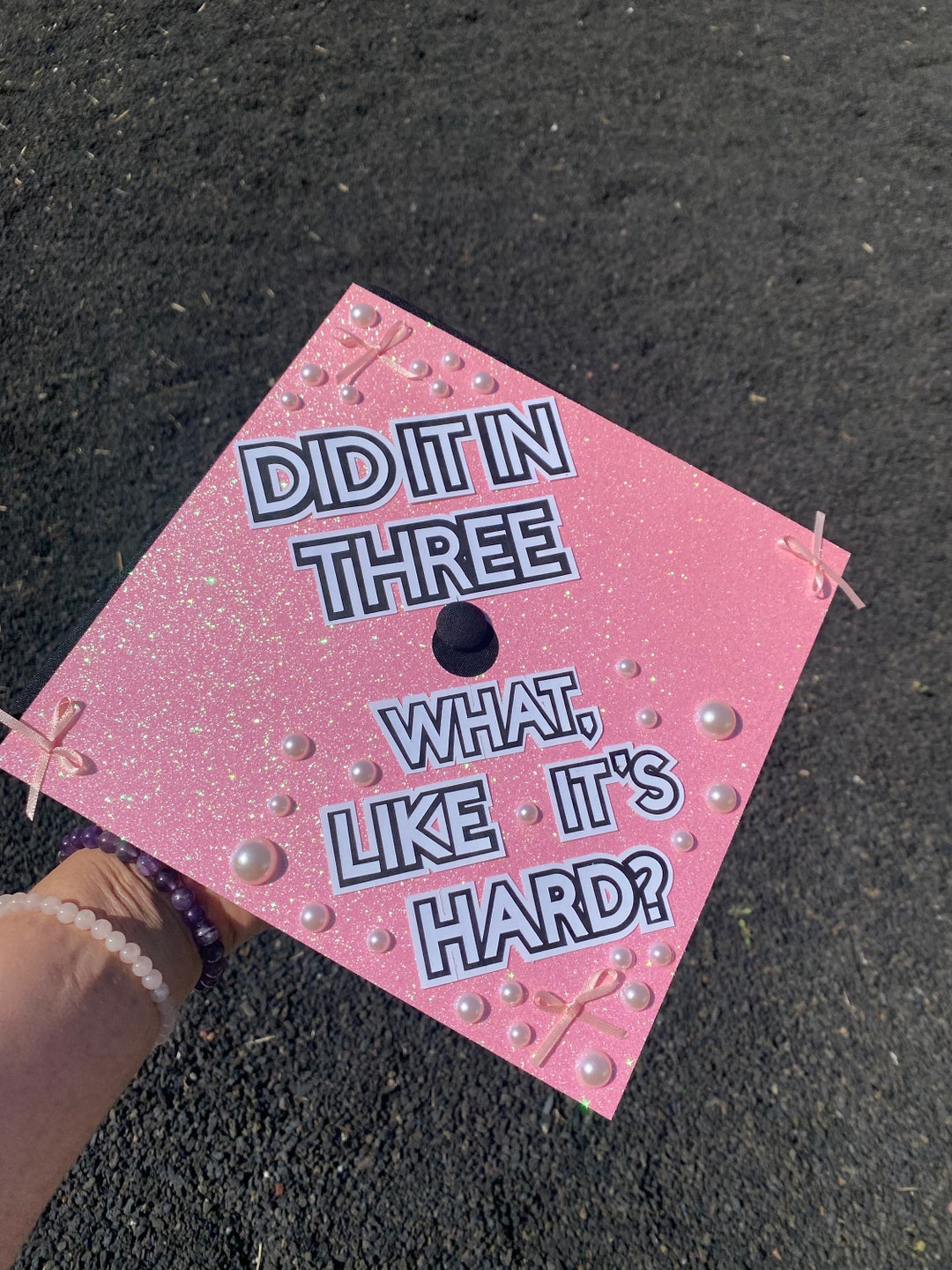 What? Like It’s Hard? Grad Cap Topper, Pink Graduation Cap Topper ...