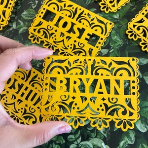 Custom Papel Picado Mexican Name Tags , Wood Papel Picado, Tiny Papel ...