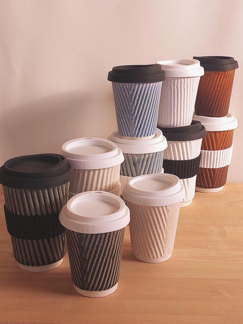 Ceramic Travel Mug With Lid Gift for Him Reusable Cup Eco Friendly ...