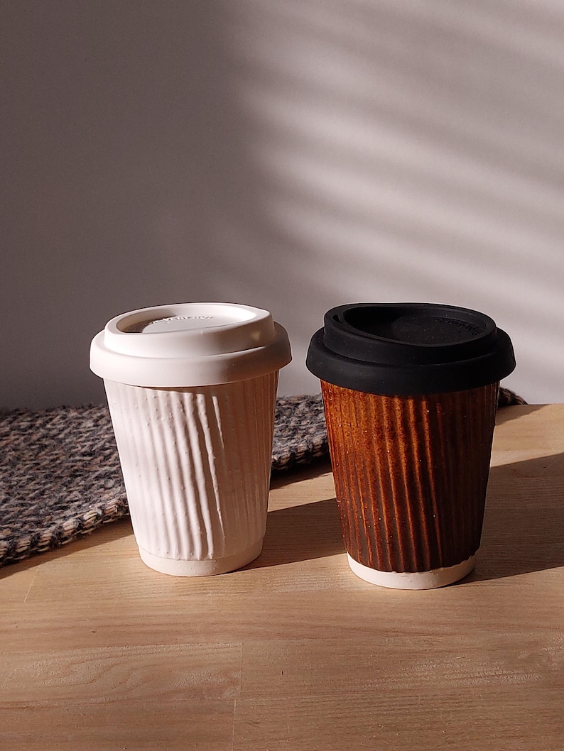Ceramic Travel Mug With Lid Gift for Him Reusable Cup Eco Friendly ...