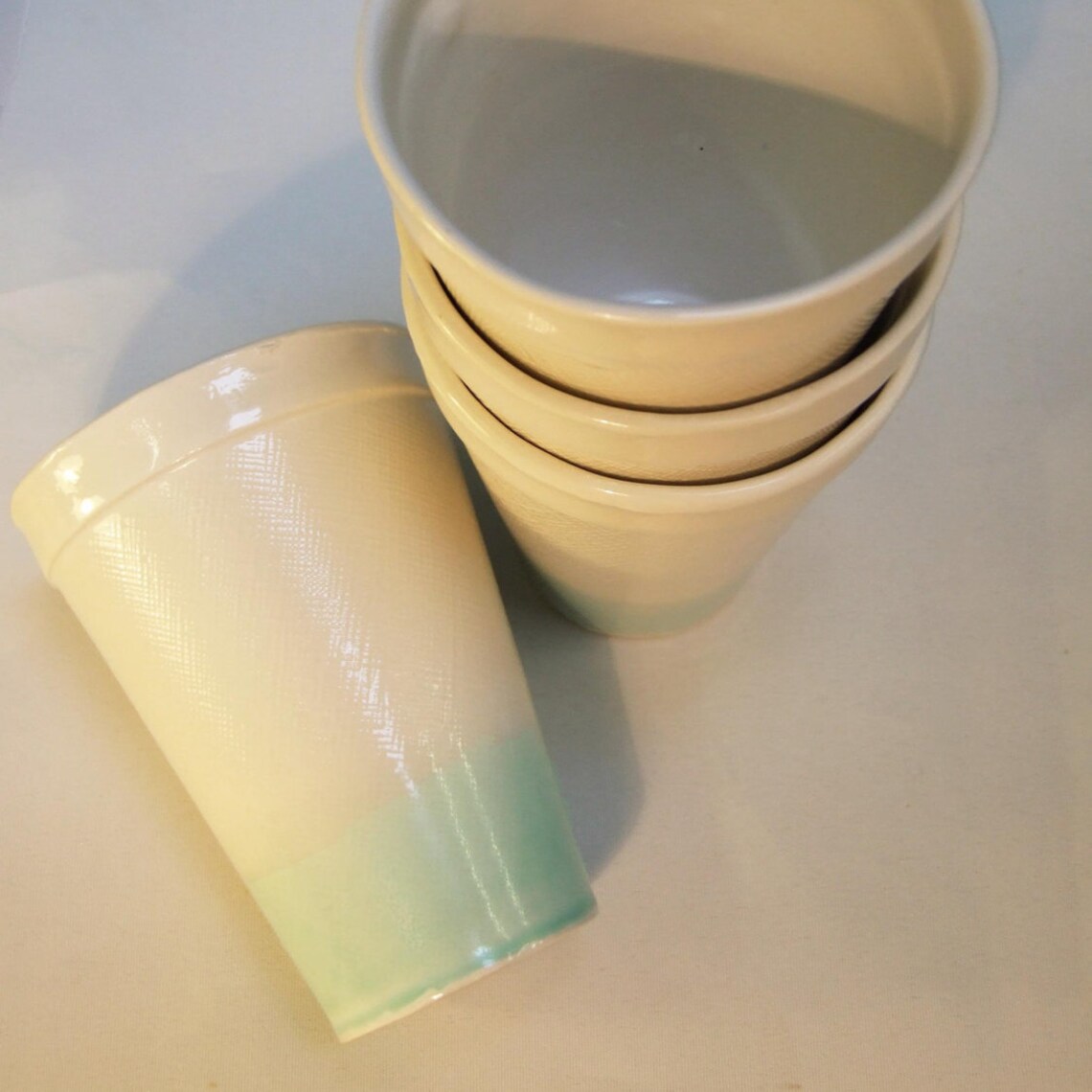 Blue and White Coffee Cups White Modern Ceramic Cups With - Etsy